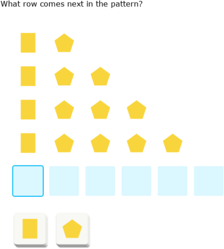 IXL - Find the next row in a growing pattern of shapes (Year 5 maths practice)