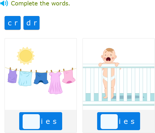 IXL - Complete the vowel digraph words (Year 2 English practice)