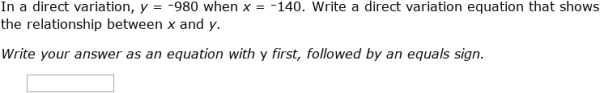 IXL - Write direct variation equations (Year 11 maths practice)