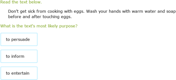 IXL - Identify the purpose of a text (Year 5 English practice)