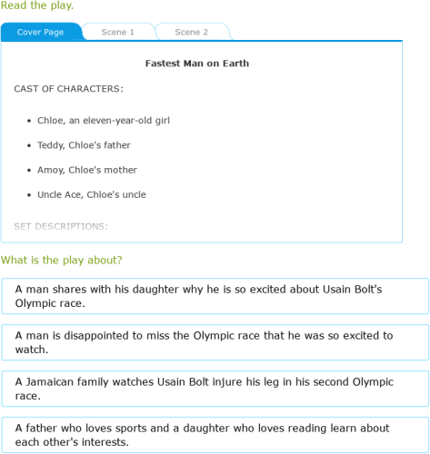 IXL - Read drama (Year 6 English practice)