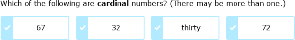 IXL - Distinguishing ordinal and cardinal numbers (Year 3 maths practice)