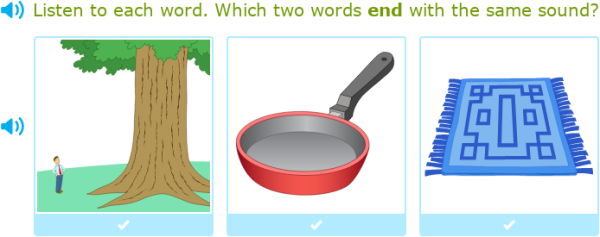 IXL - Which two words end with the same sound? (Kindergarten English ...