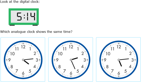 IXL - Match analogue and digital clocks (Year 4 maths practice)