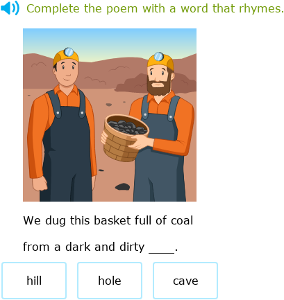 IXL - Complete the poem with a word that rhymes (Year 3 English practice)