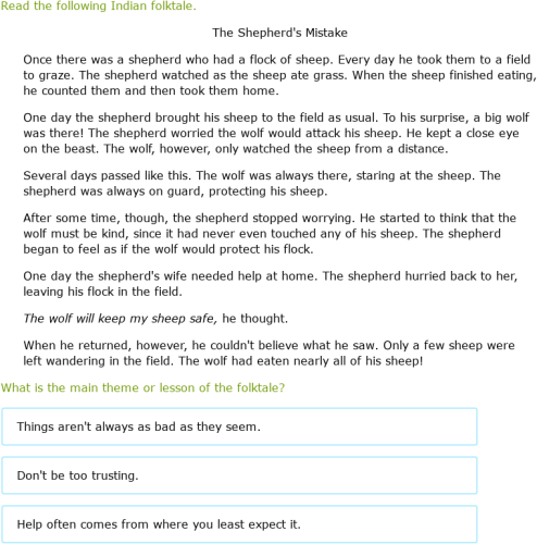 IXL - Determine the themes of myths, fables and folktales (Year 4 ...