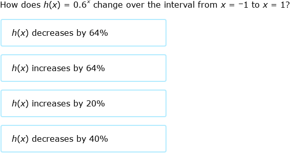 IXL - Describe linear and exponential growth and decay (Year 13 maths practice)