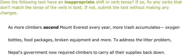 IXL - Identify and correct inappropriate shifts in verb tense (Year 8 ...