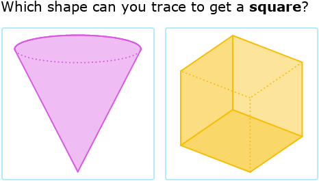 IXL - Identify shapes traced from solids (Year 2 maths practice)