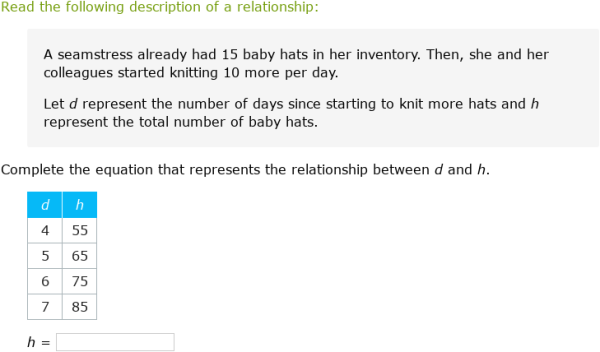 IXL - Write a two-variable equation (Year 7 maths practice)