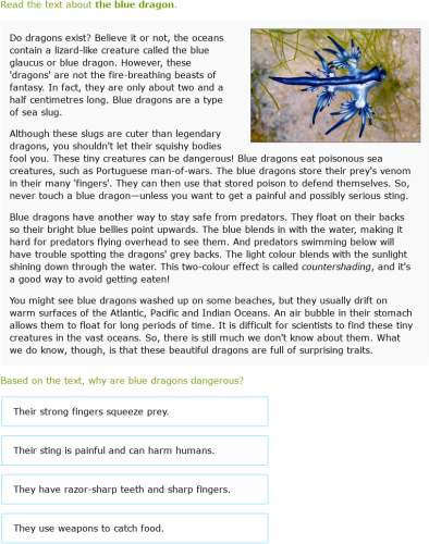 IXL - Read about animals (Year 6 English practice)