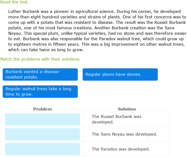 IXL - Match problems with their solutions (Year 9 English practice)