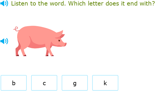 IXL - Which letter does the word end with? (Year 1 English practice)