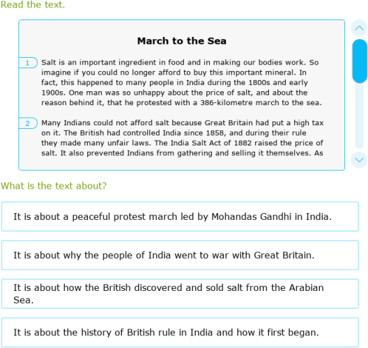 IXL - Read about history (Year 5 English practice)