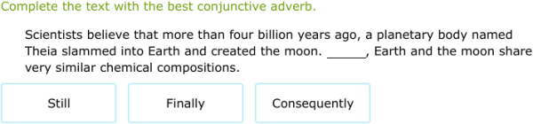 IXL - Transitions with conjunctive adverbs (Year 9 English practice)