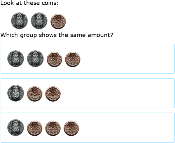 IXL - Equivalent groups of coins (Year 1 maths practice)