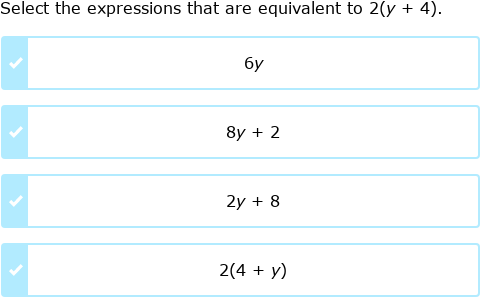 IXL - Identify equivalent linear expressions (Year 9 maths practice)