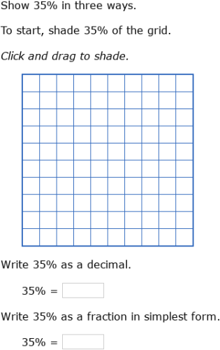 IXL - Represent percents with grid models, decimals and fractions (Year ...
