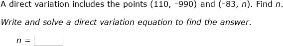 IXL - Write and solve direct variation equations (Year 11 maths practice)