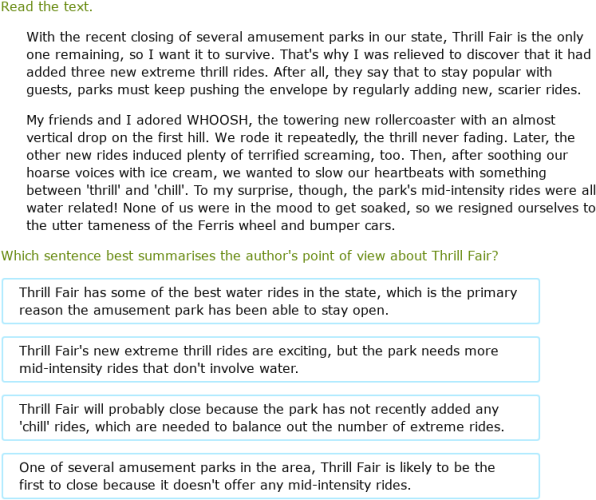 IXL - Determine the author's point of view (Year 9 English practice)