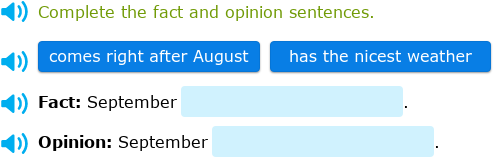 IXL - Complete the fact and opinion sentences (Year 3 English practice)