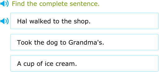 IXL - Find the complete sentences (Year 2 English practice)