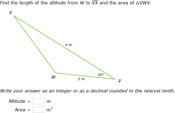 IXL - Area of a triangle: sine formula (Year 13 maths practice)