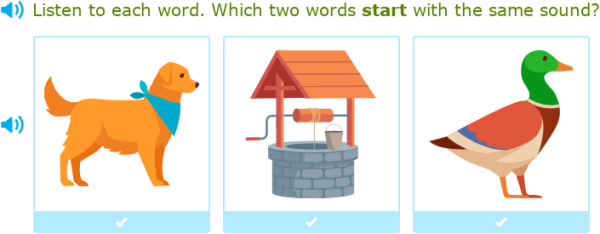 IXL - Which two words start with the same sound? (Kindergarten English ...