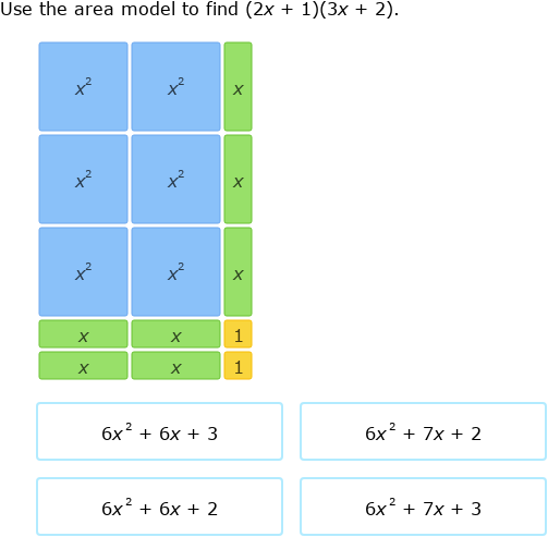 IXL - Multiply two polynomials using algebra tiles (Year 10 maths practice)