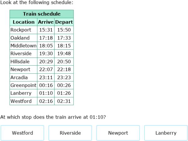 IXL - Schedules - 24-hour time (Year 7 maths practice)