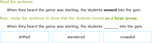 IXL - Revise the sentence using a stronger verb (Year 5 English practice)