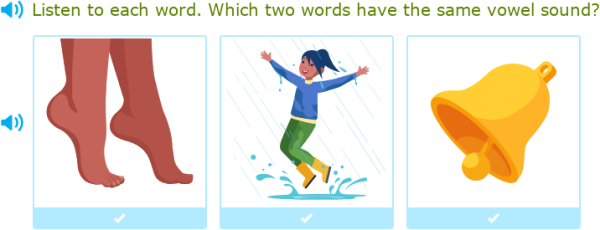 IXL - Which two words have the same vowel sound? (Year 1 English practice)