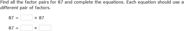 IXL - Find all the factor pairs of a number (Year 6 maths practice)