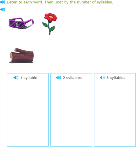 IXL - Sort by the number of syllables (Year 2 English practice)